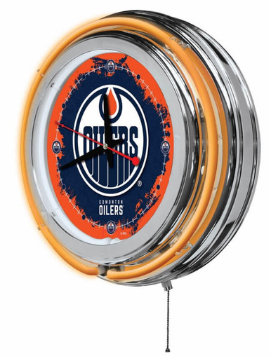Holland Bar Stool 15" Neon NHL Edmonton Oilers Licensed Clock