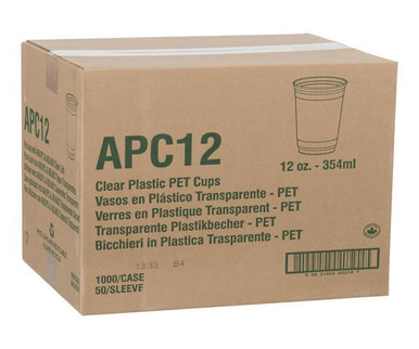 Amhil Cup Plastic Clear PET 12 oz. (1000/Case) - Disposable Clear PET Cups