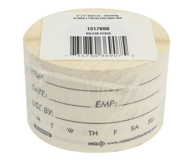 Sysco Classic Label Roll 2x3 Shelf Life Dissolvable (250/Case)