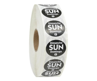 Sysco Classic Label Roll Circle Permanent Black Sunday .75 (2000/Case)