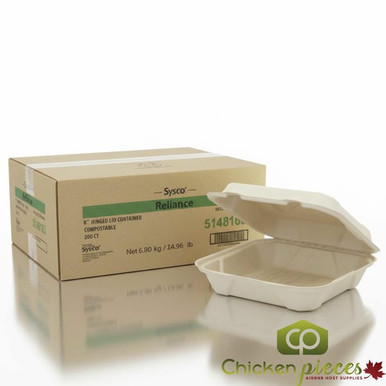 Sysco Reliance Classic Container Biodegradable 8 Square Hinged Lid (200 ...