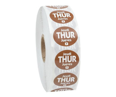 Sysco Classic Label Roll Circle Permanent Brown Thursday .75" (2000/Case)