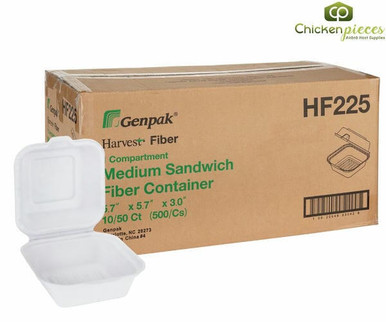 Genpak Container Fibre Hinged Sandwich Medium 5.7 x 5.7 x 3 (500/Case)