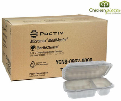 Earth Choice Container Plastic Hinged 2 Compartments TFPP 9X6 (270/Case)