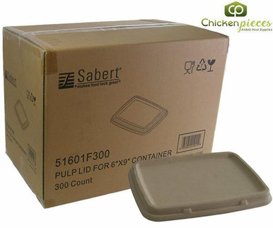 Sabert Lid Biodegradable Pulp Rectangular For 20 oz. & 30 oz (300/Case)