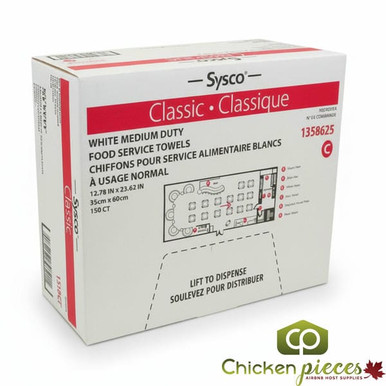 Sysco Classic Towel Wiper White Medium Duty (150/Case) High Absorbency