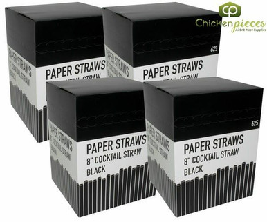 Sysco Classic Straw Cocktail Paper Compostable Black 8 in. 625 CT (4/Case)