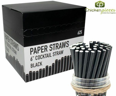 Sysco Classic Straw Cocktail Paper Compostable Black 6 in. 625 CT (4/Case)