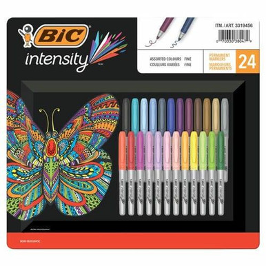BIC Intensity Fashion Fine Point Permanent Markers, 24-Count Assorted ...