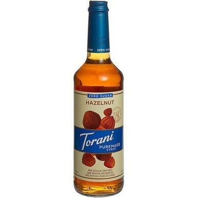 Torani Puremade Zero Sugar Hazelnut Flavoring Syrup – 750 mL Glass Bottle