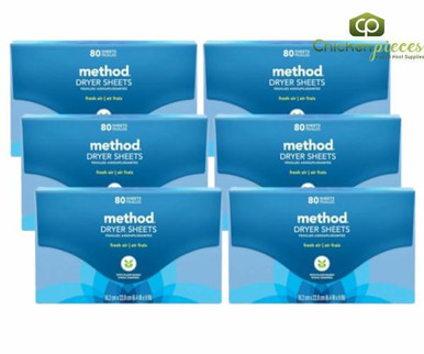Method Laundry Dryer Sheets, Fresh Scent, 80 Sheets (6/Case)