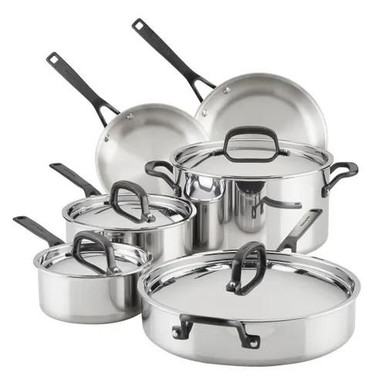 KitchenAid 10-piece 5-Ply Clad Stainless Steel Cookware Set