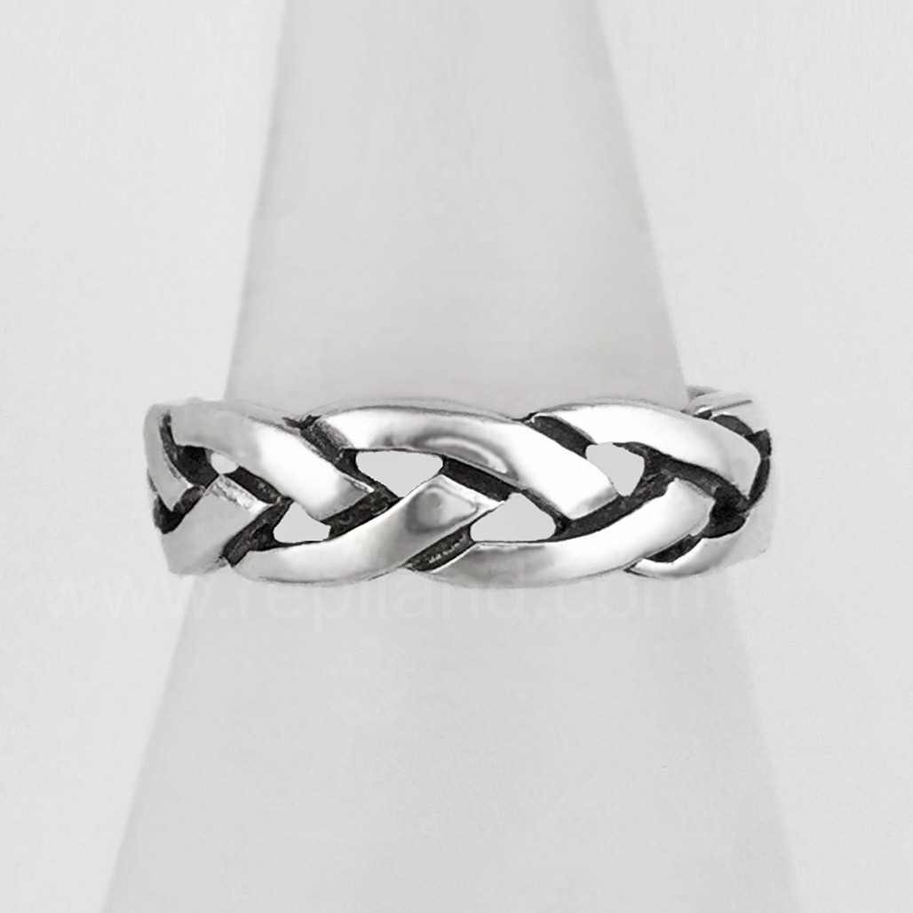 Braided Knot Wedding Band, wide, sterling - R E Piland Goldsmiths