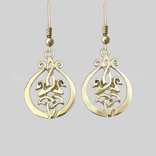 Cygnet Earrings, gold - R E Piland Goldsmiths