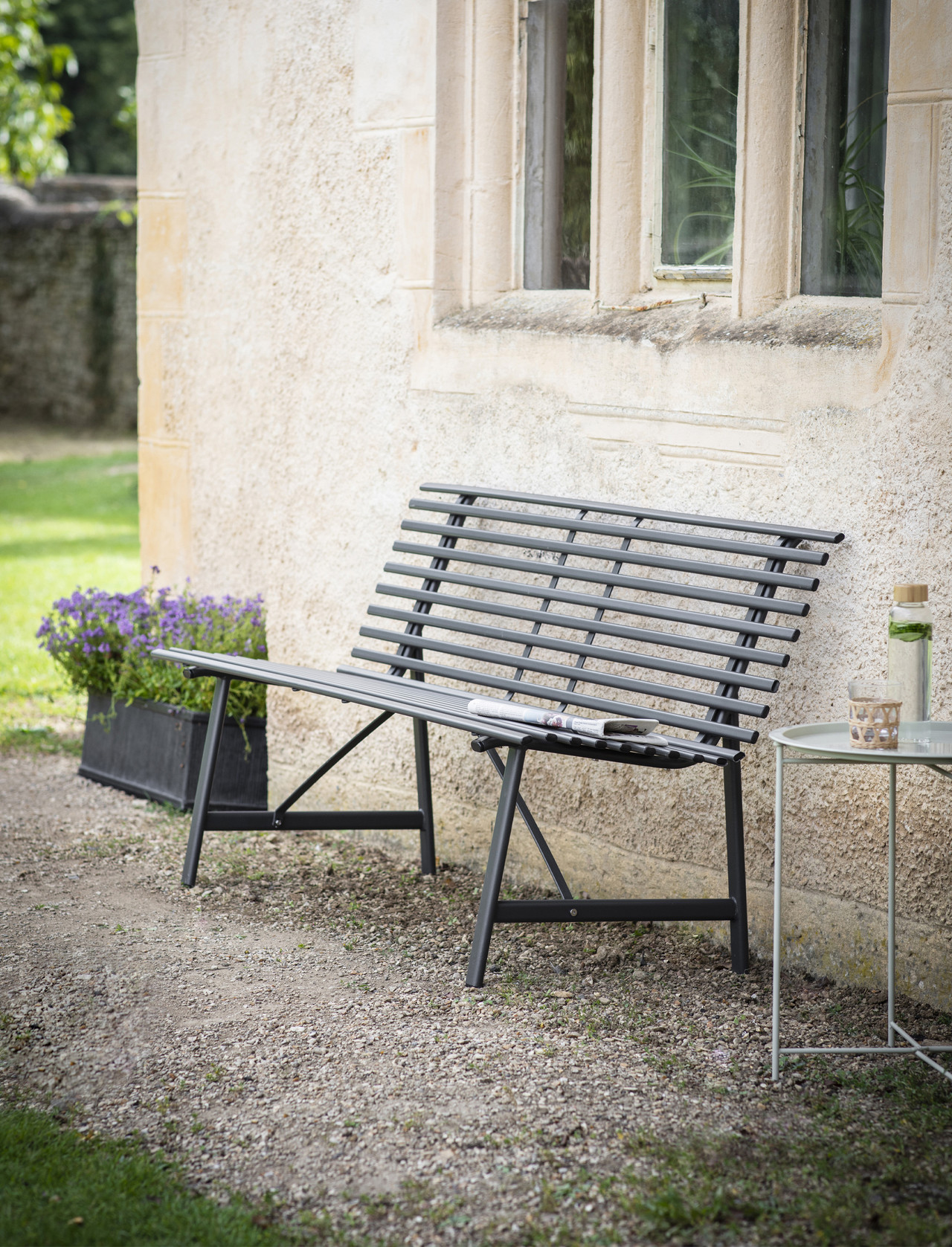 Steel Garden Bench in Black - Richmond | Garden Trading