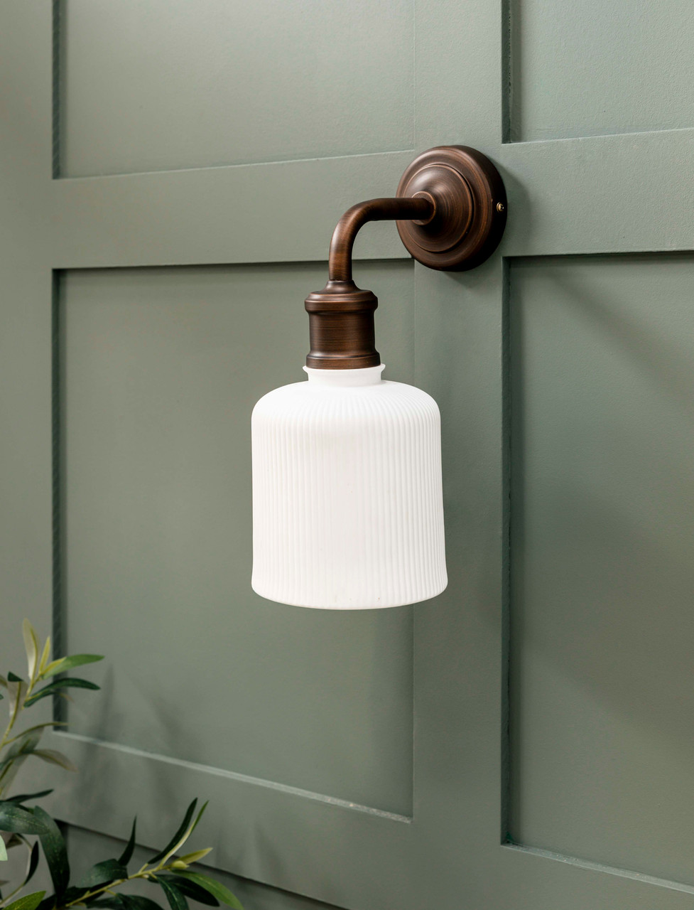 Beaulieu Ceramic Fluted Cylinder Wall Light Antique Bronze