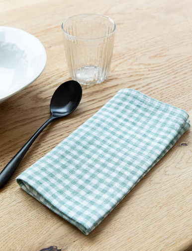 Oaksey Checked Napkin - Linen, Rosemary, Set of 4