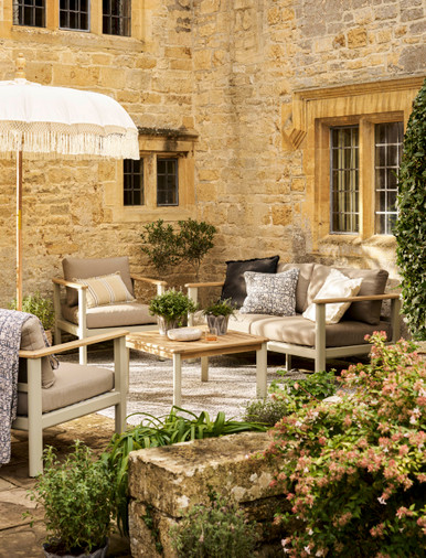 Tuffley 2 Seater Sofa Set - Aluminium, Natural | Garden Trading
