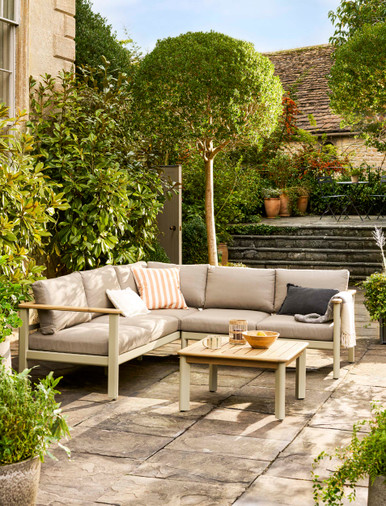 Tuffley Corner Sofa Set - Aluminium, Natural | Garden Trading