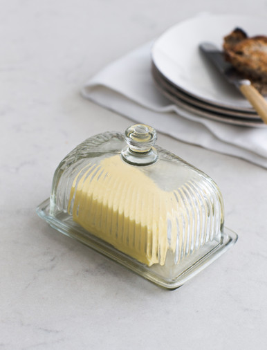Glass butter dish store