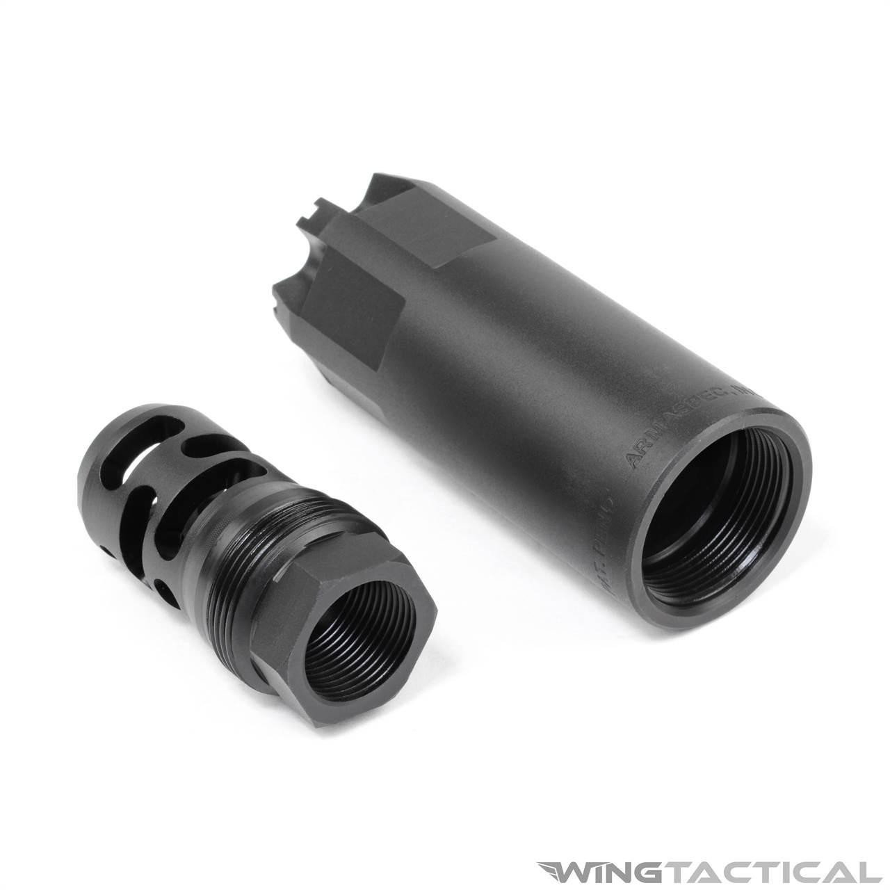 Armaspec 30 Cal. Catacomb Muzzle Brake with Mini-Reactor Blast Shield