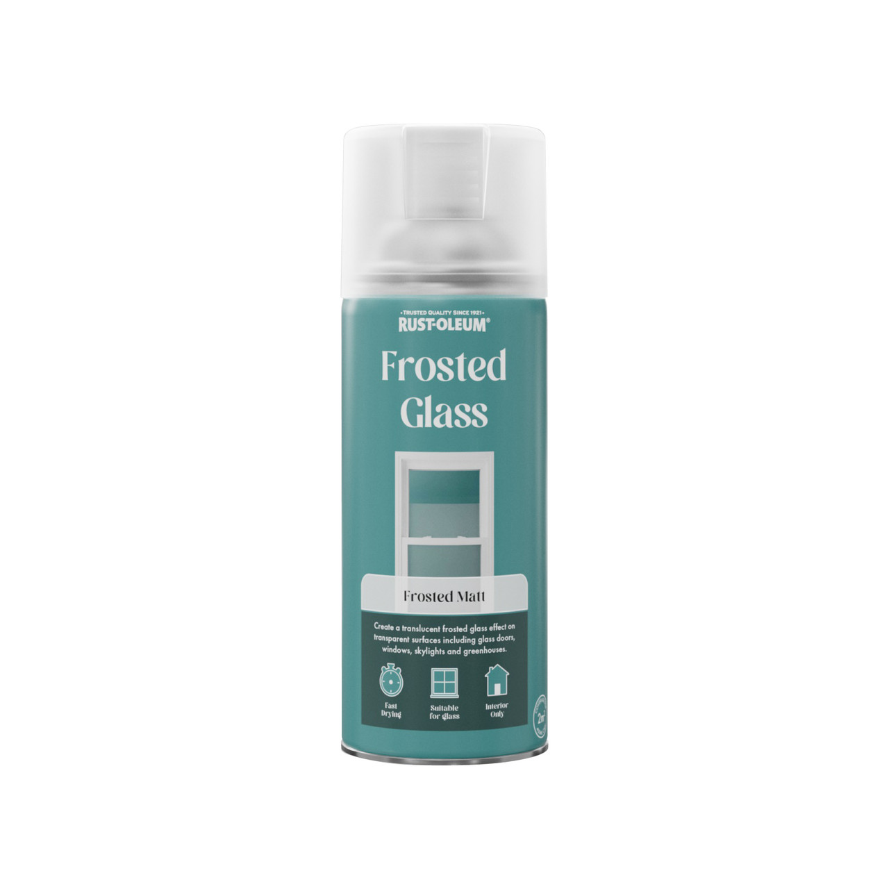 Frosted Glass Spray Paint, Matt Finish - White 150ml - Rust-oleum UK