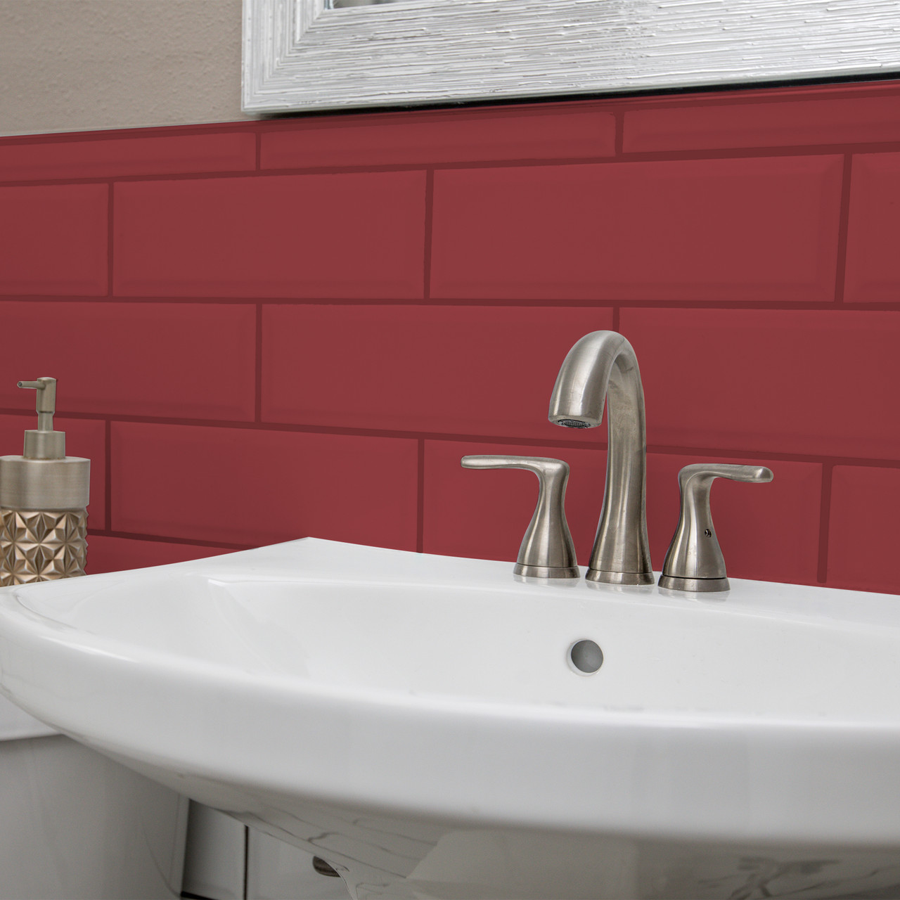 Red Bathroom Tiles Manhattan Rustic White & Red Brick Effect Tiles