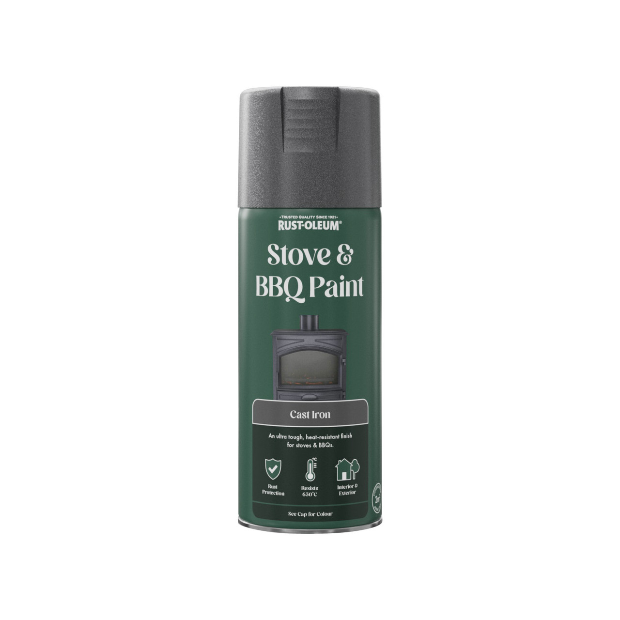 Stove & BBQ Spray Paint, Matt Finish - Cast Iron 400ml - Rust-oleum UK