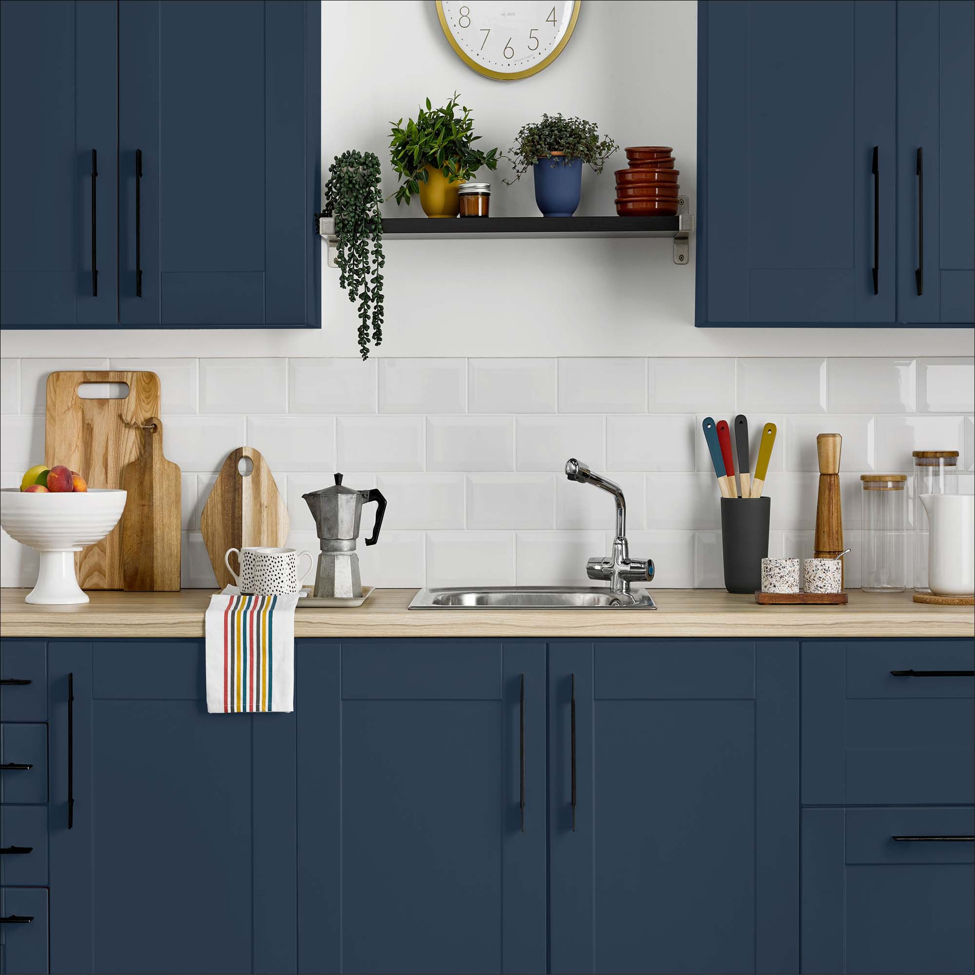 Ink Blue Kitchen Cupboard Paint - Matt Blue Finish