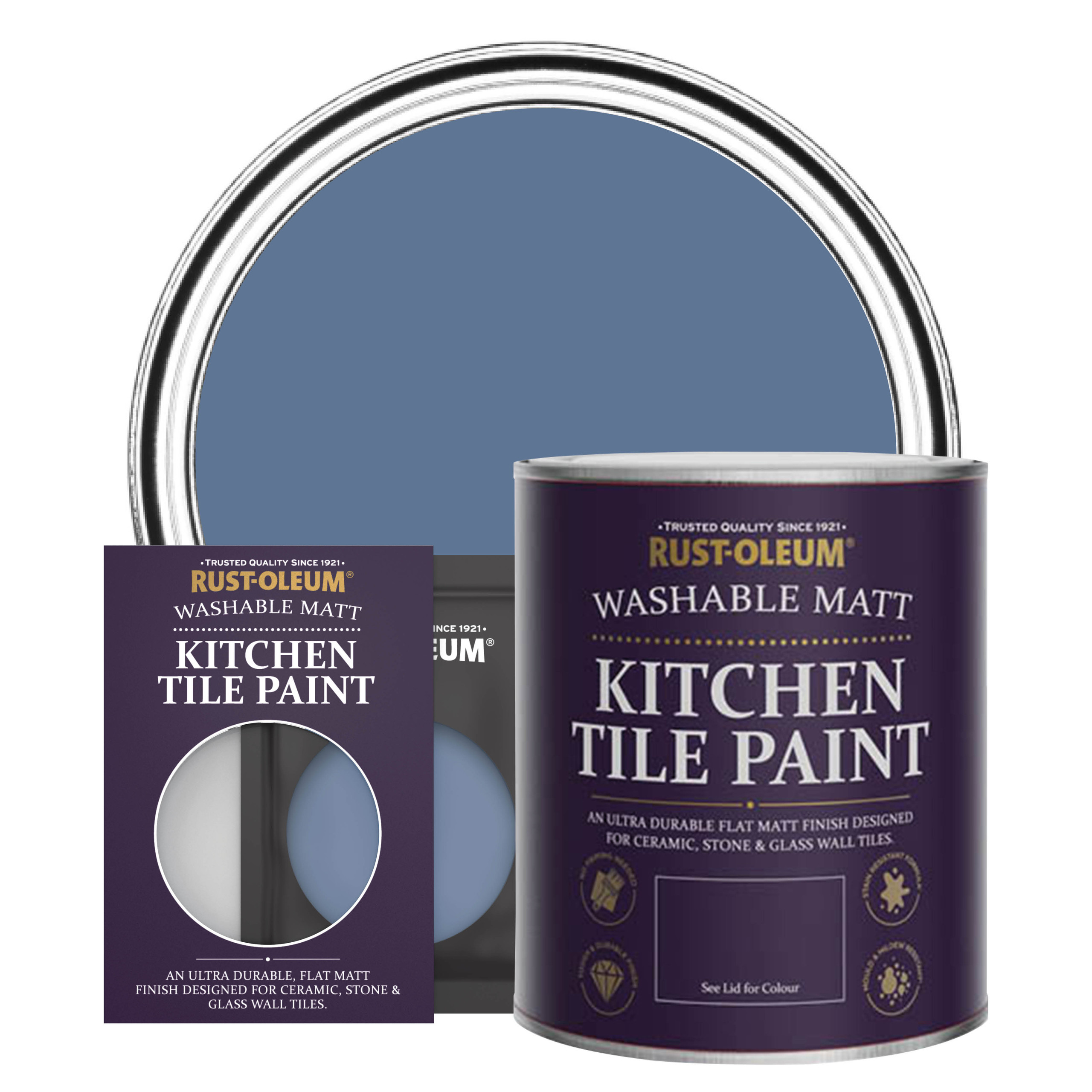 Ink Blue Kitchen Tile Paint - Matt Blue Finish