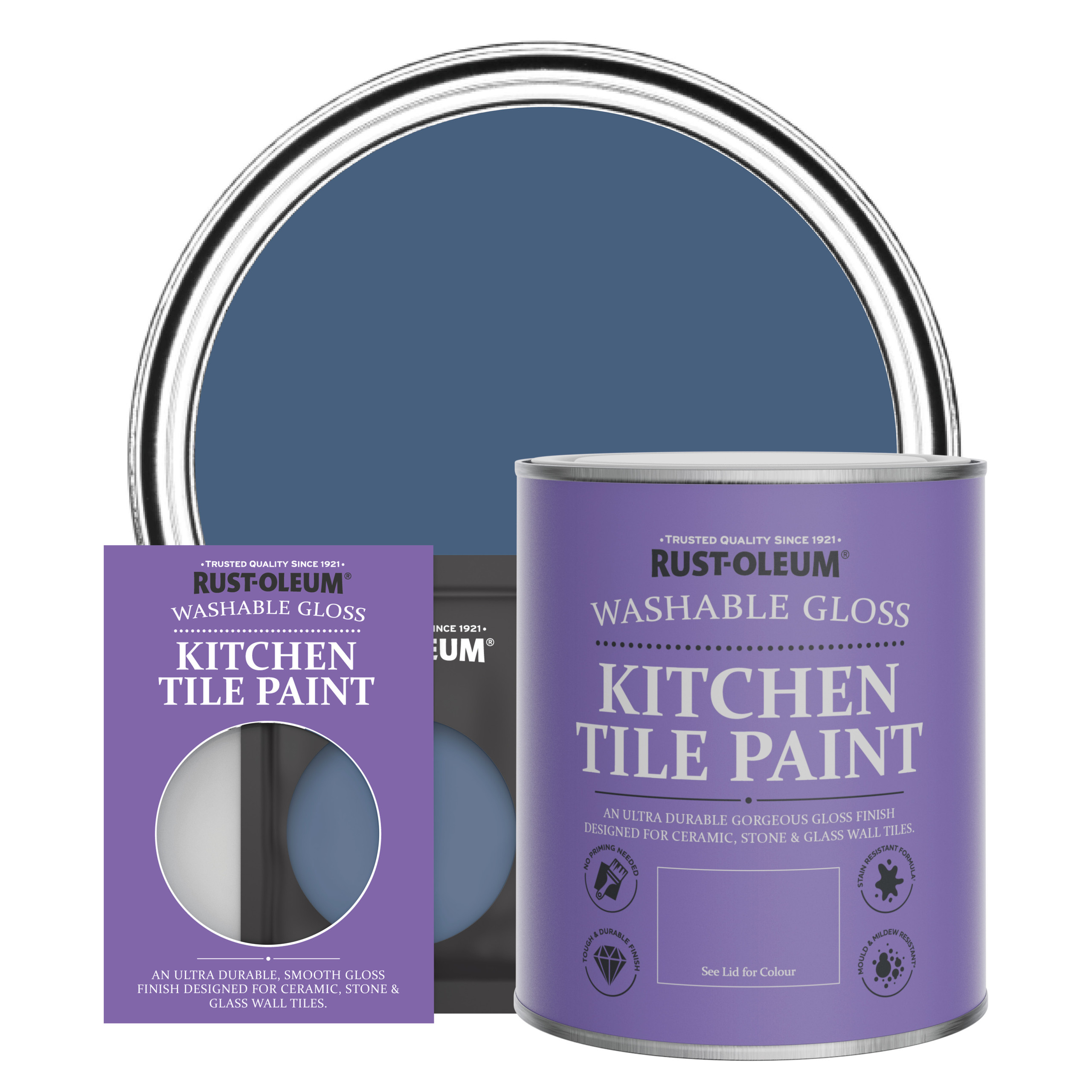 Ink Blue Kitchen Tile Paint - Matt Blue Finish