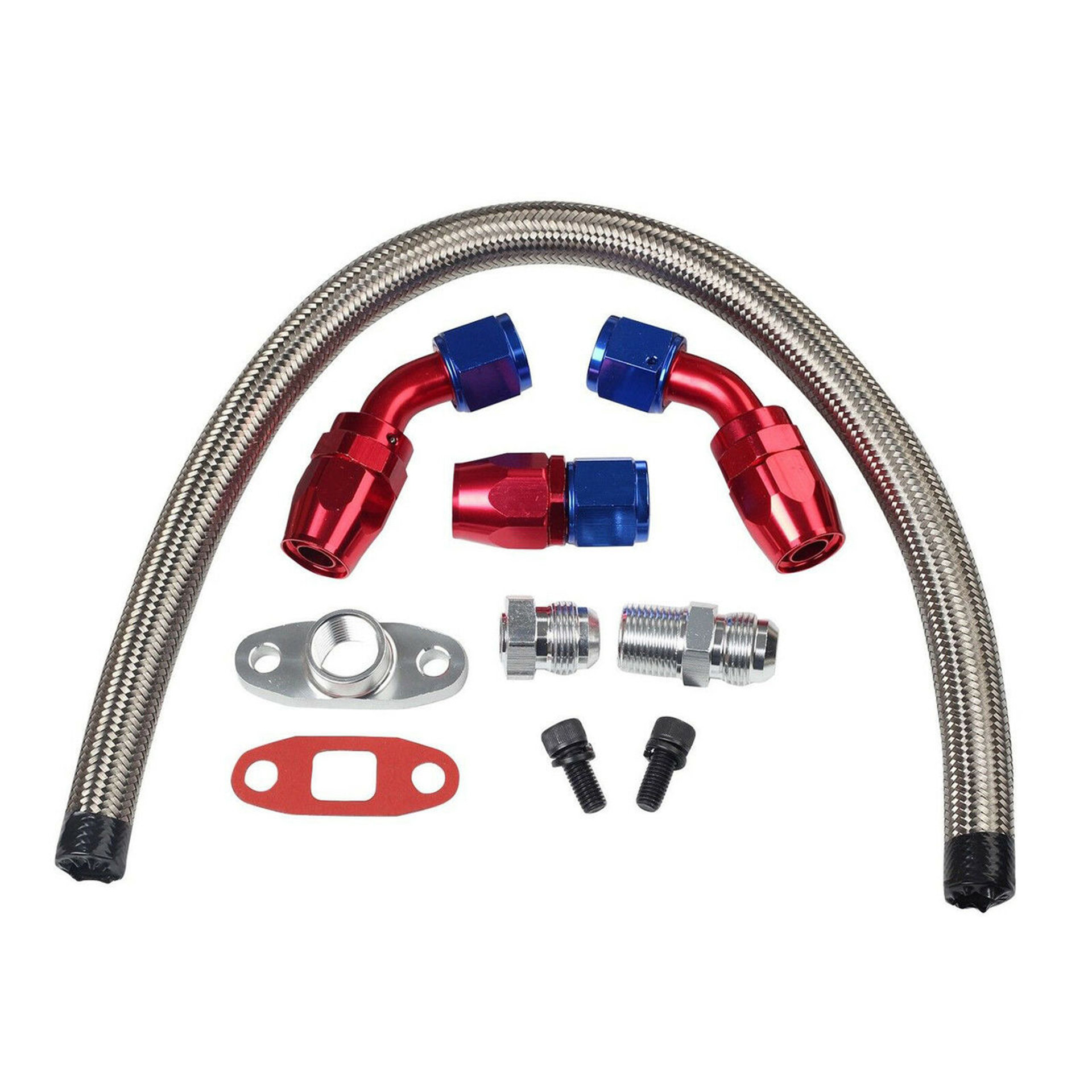 TPS - Universal AN10 Braided Stainless Steel Turbo Oil Drain Return ...