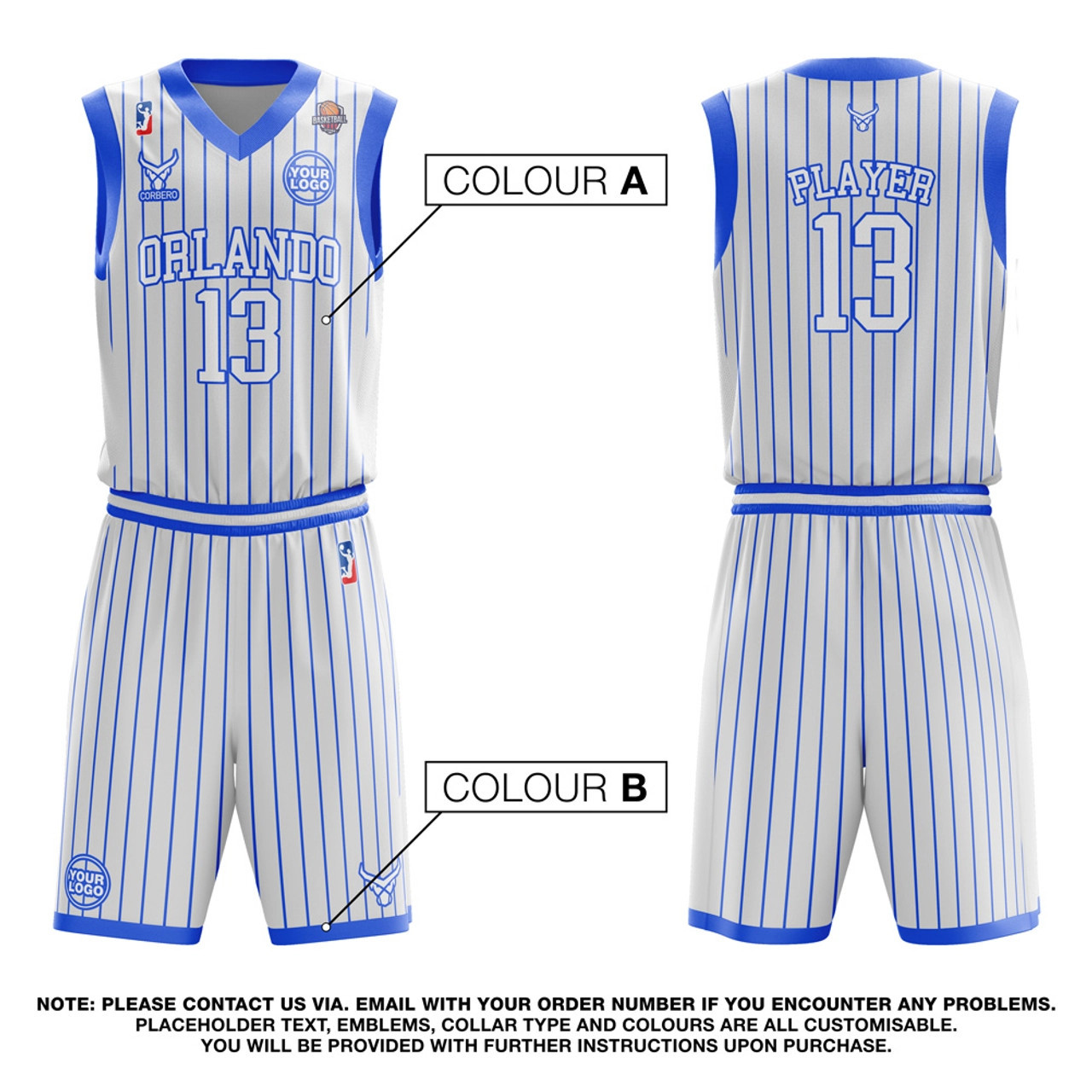 CORBERO Single Sided Basketball Kits (Orlando)