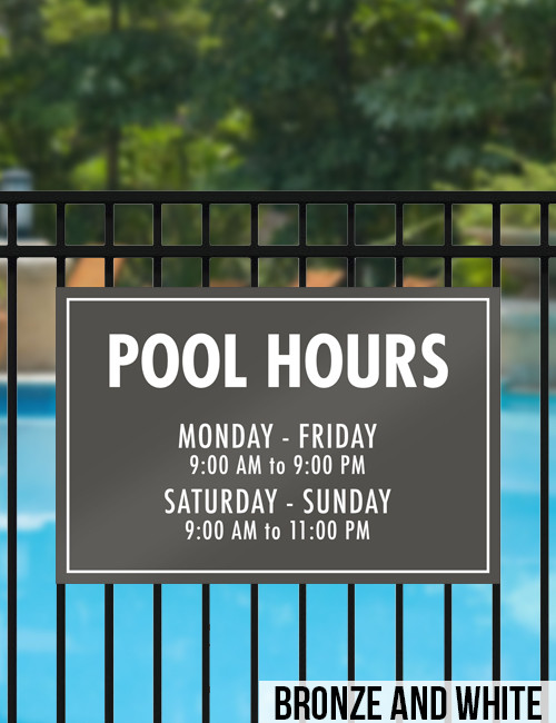 Pool Hours Sign - 18" W x 12" H - Apartment Print