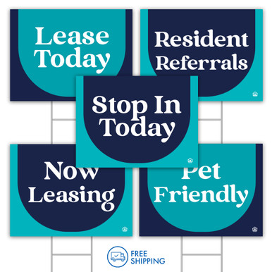 24" x 18" Aqua Navy Arches Bandit Signs (Pack Of 10) - Apartment Print
