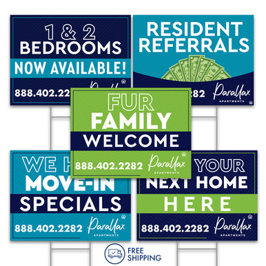 24" x 18" Navy Teal Lime Bandit Signs (Pack Of 10) - Apartment Print
