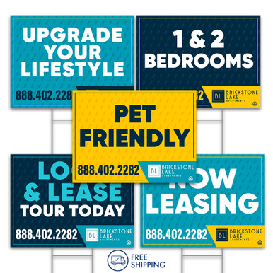 24" x 18" Aqua Navy Yellow Bandit Signs (Pack Of 10) - Apartment Print