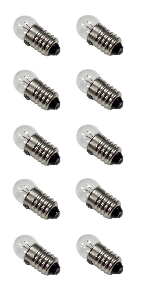 E10 Miniature Lamps or Light Bulbs, 2.5V 0.3A, Pack of 10