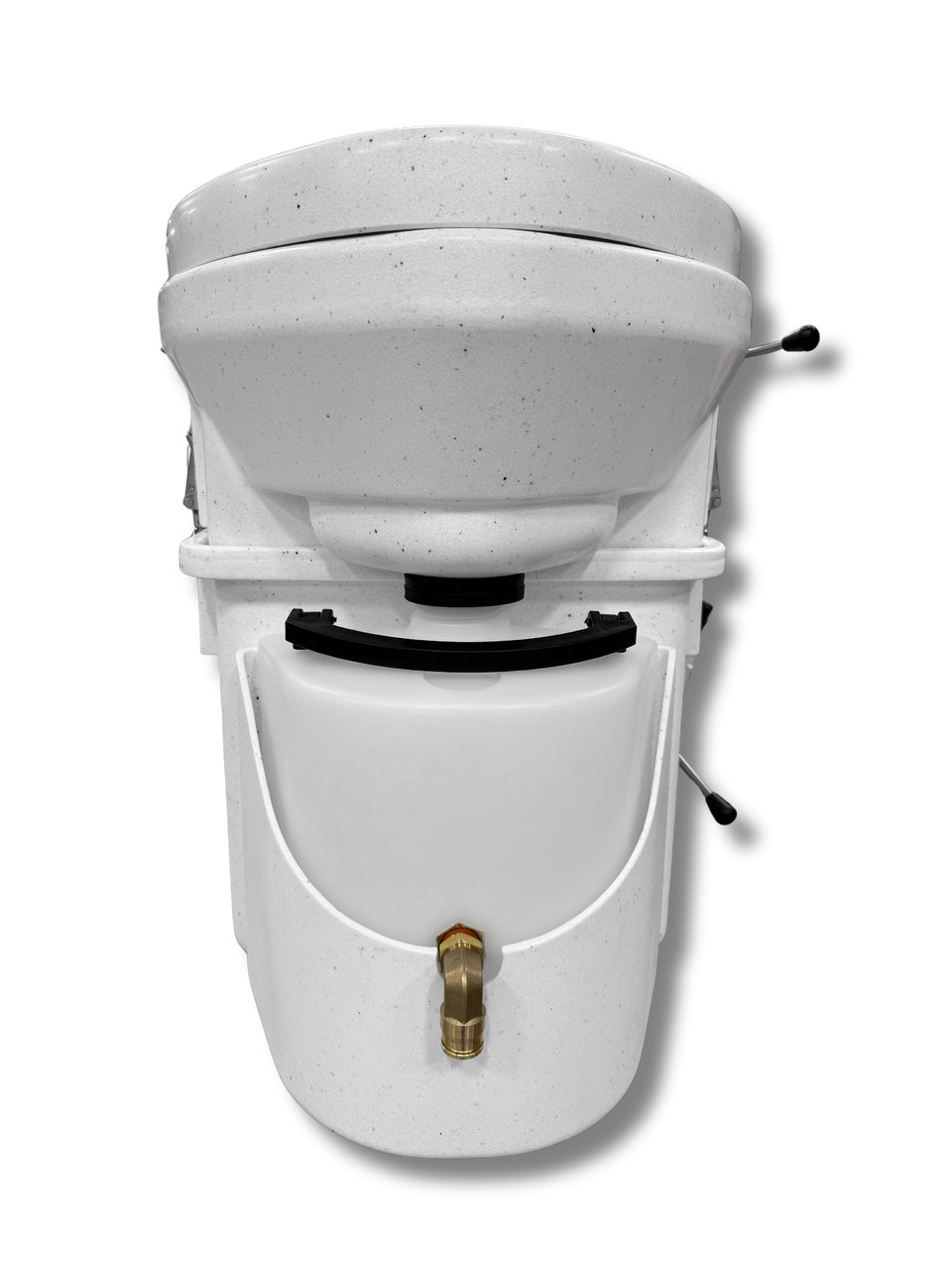 Natures Head marine composting toilet with foot spider handle