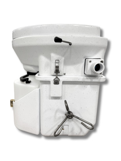 Natures Head marine composting toilet with foot spider handle