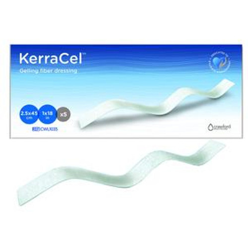 Crawford KerraCel Gelling Fiber Dressing, Absorbent, 1" x 18" Ribbon