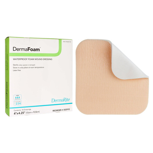 Dermafoam Waterproof Foam Wound Dressing Without Border, 4" X 4.25"