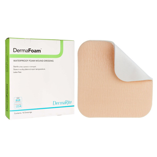 Dermafoam Waterproof Foam Wound Dressing Without Border, 6" X 6"