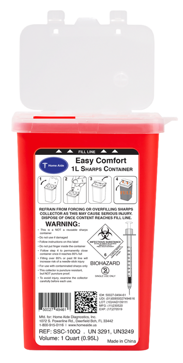 Easy Comfort 1 Liter Sharps Container - Diabetes Store