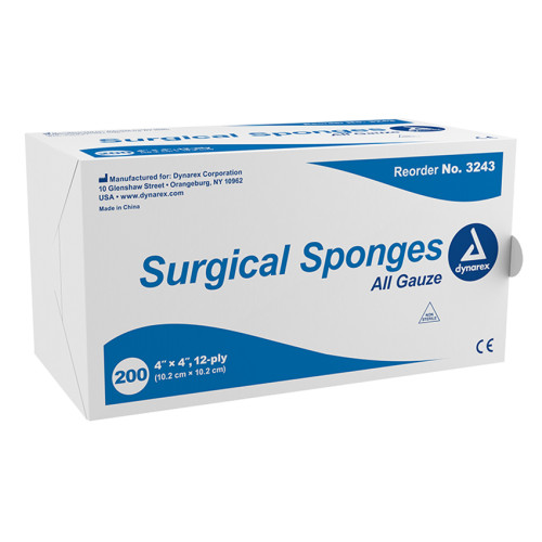 Dynarex Surgical Gauze Sponge NS 12ply 4"x4" 200/Box - Diabetes Store