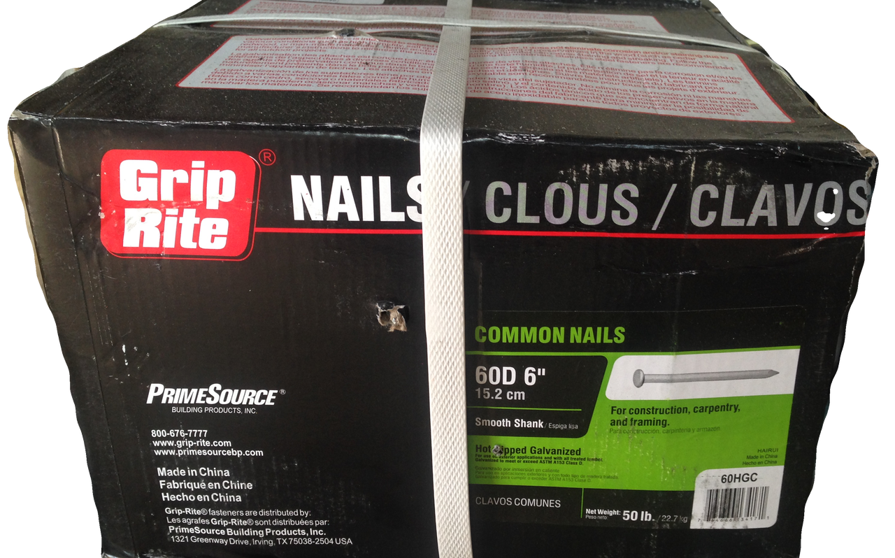 50 lb. Box of 6' Galvanized Common Nails (60D/60 Penny)