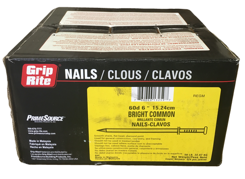 6 Inch Bright Common Nails | 60d/Penny Smooth Shank Nails