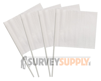 White Wire Stake Marking Flags - 4" x 5" | White Flag Markers