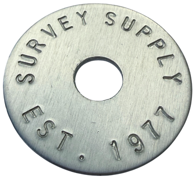 Aluminum Disk Survey Washers 1-1/2" - Arc Text (Bag of 100 | 2 bag minimum)