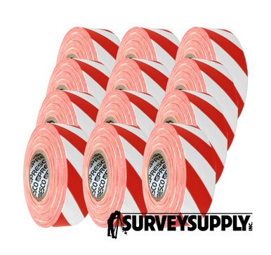 White and Red Tape - Bulk | Red and White Stripe Marking Tape